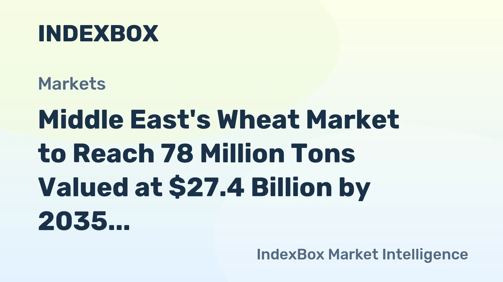 Middle East's Wheat Market to Reach 78 Million Tons Valued at $27.4 Billion by 2035