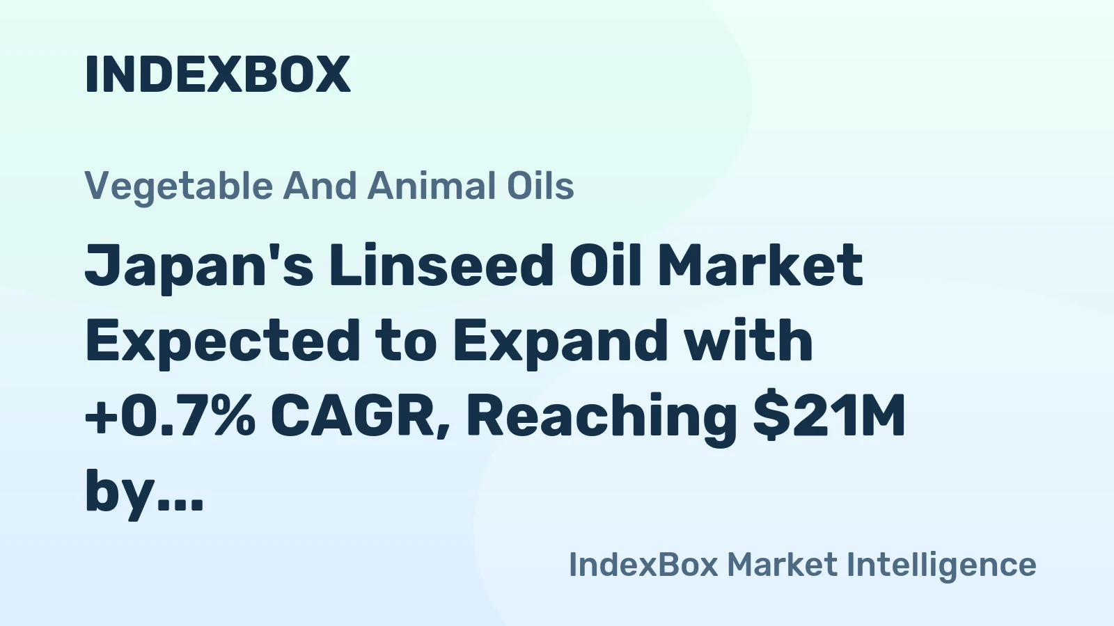 Japan's Linseed Oil Market Expected to Expand with +0.7% CAGR, Reaching $21M by 2035