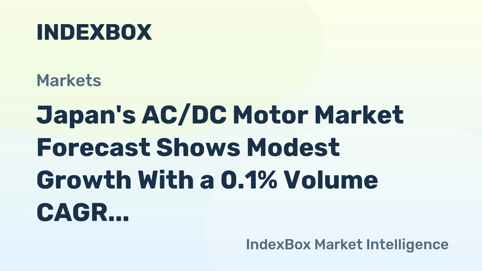 Japan's AC/DC Motor Market Forecast Shows Modest Growth With a 0.1% Volume CAGR