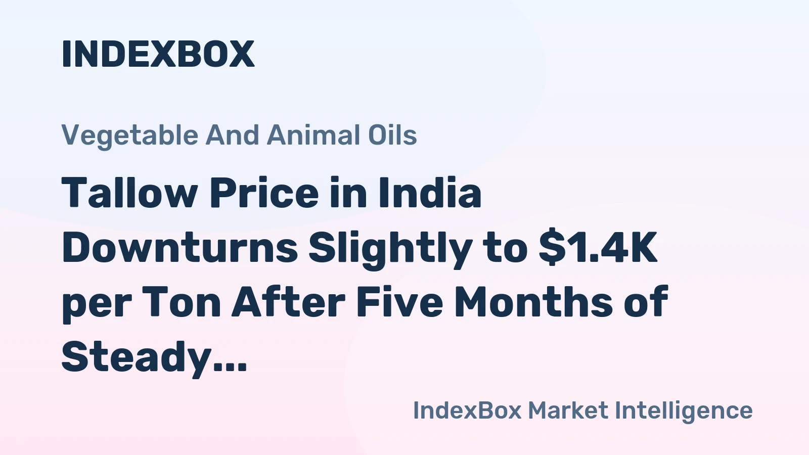 Tallow Price in India Downturns Slightly to $1.4K per Ton After Five Months of Steady Increase