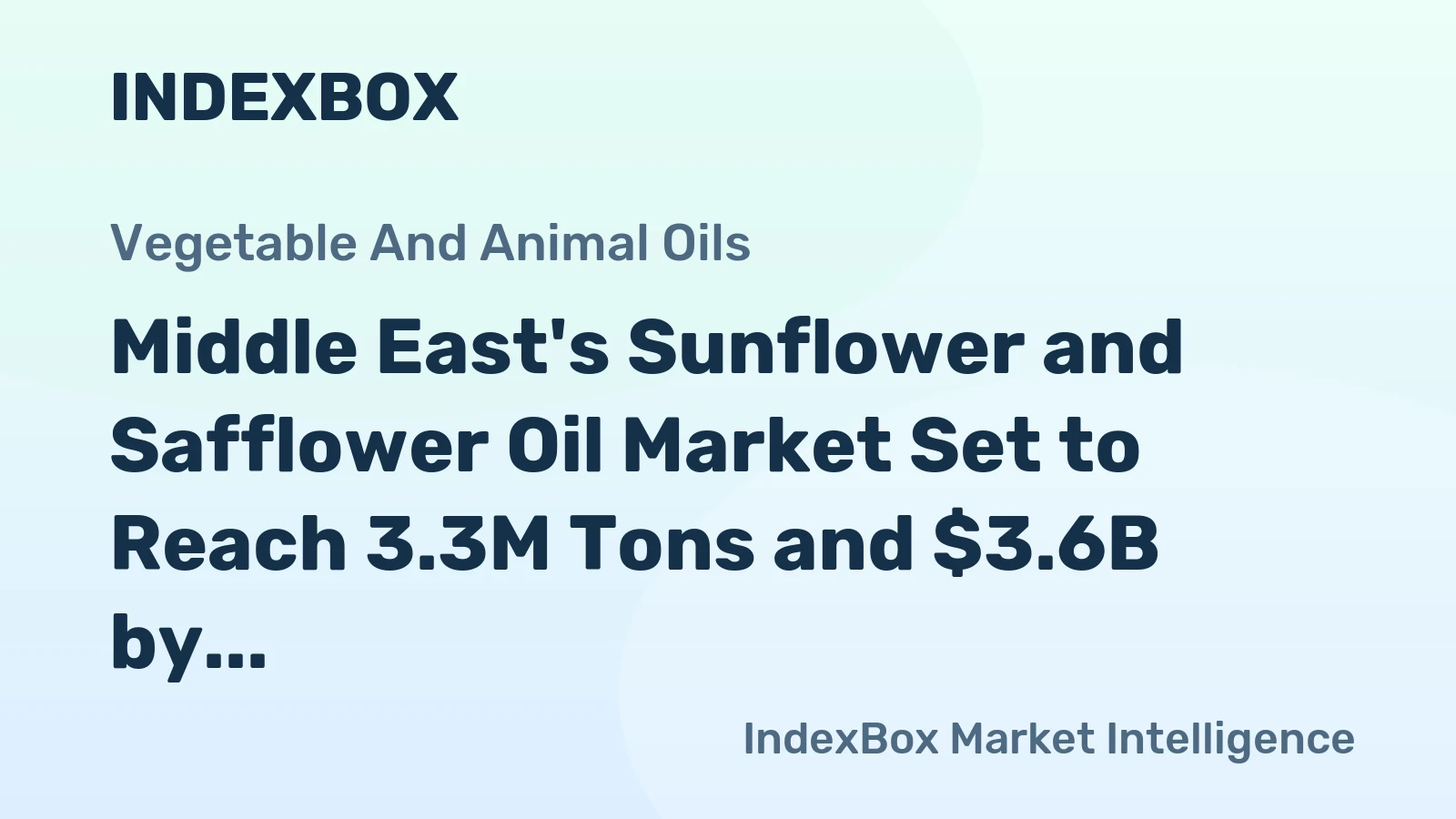 Middle East's Sunflower and Safflower Oil Market Set to Reach 3.3M Tons and $3.6B by 2035