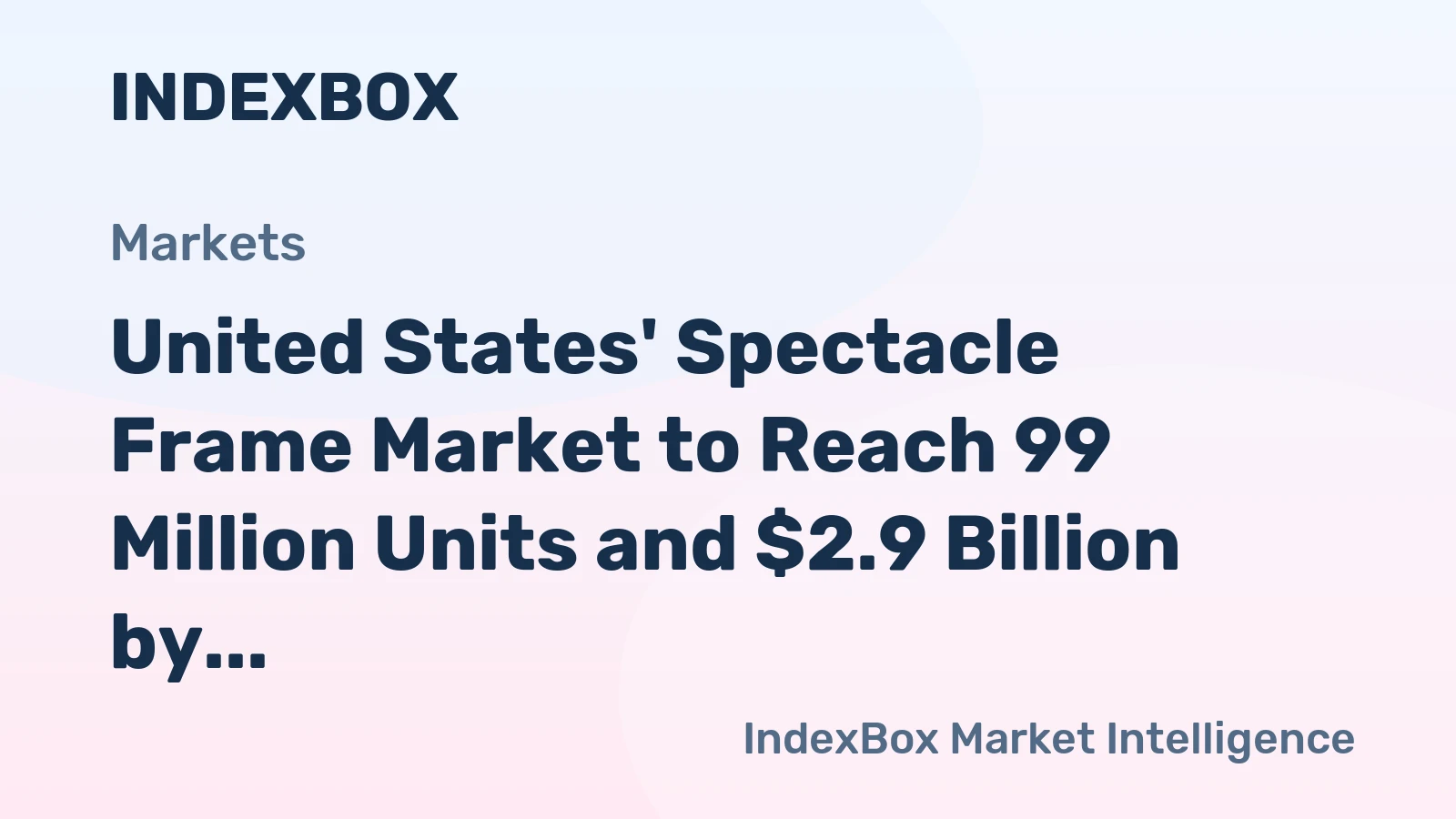 United States' Spectacle Frame Market to Reach 99 Million Units and $2.9 Billion by 2035