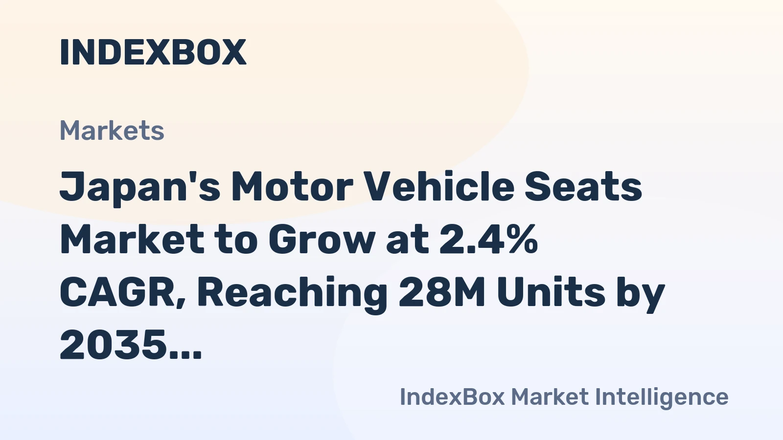 Japan's Motor Vehicle Seats Market to Grow at 2.4% CAGR, Reaching 28M Units by 2035