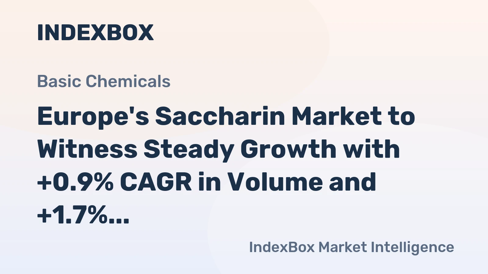 Europe's Saccharin Market to Witness Steady Growth with +0.9% CAGR in Volume and +1.7% CAGR in Value by 2035