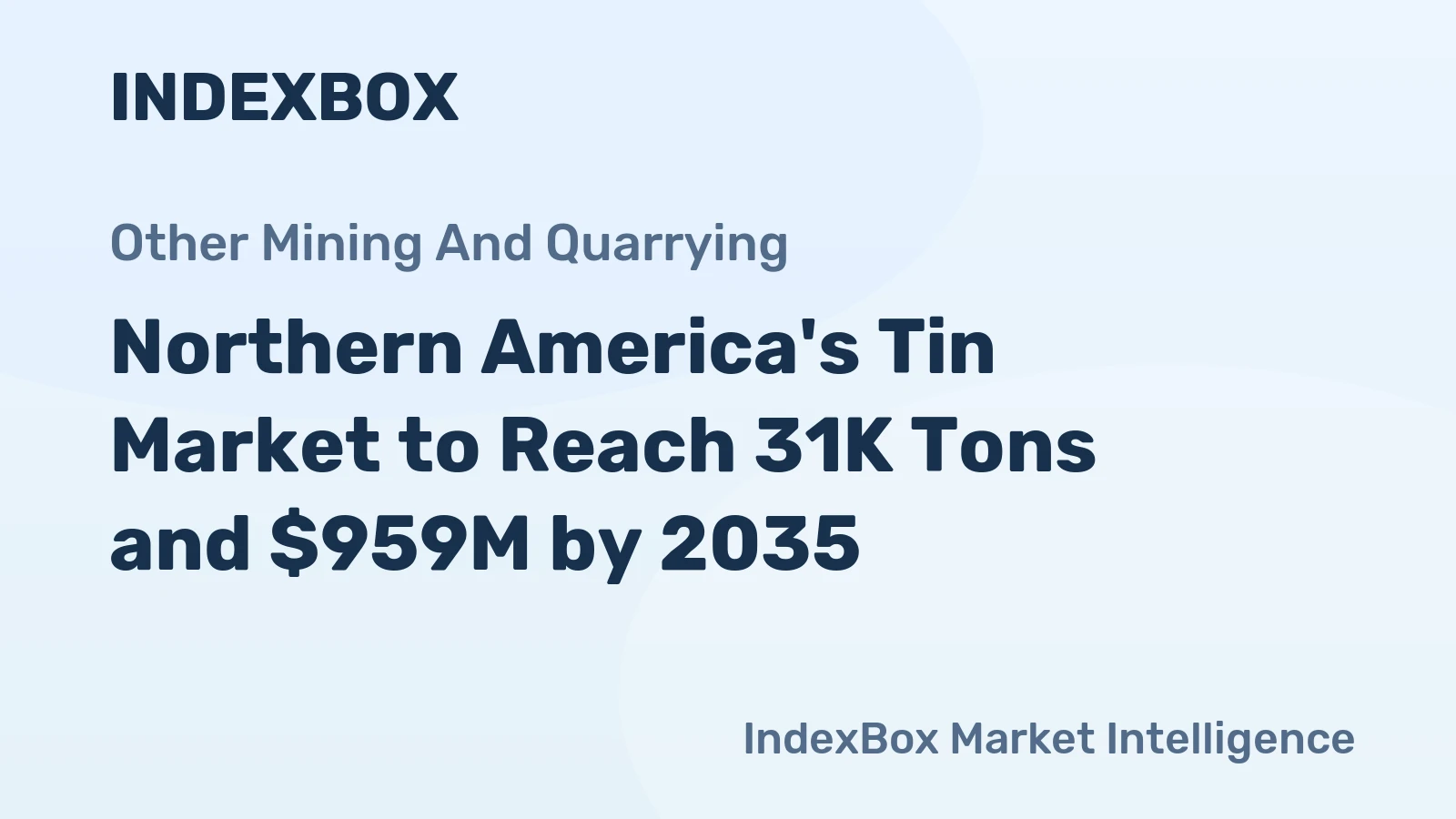 Northern America's Tin Market to Reach 31K Tons and $959M by 2035