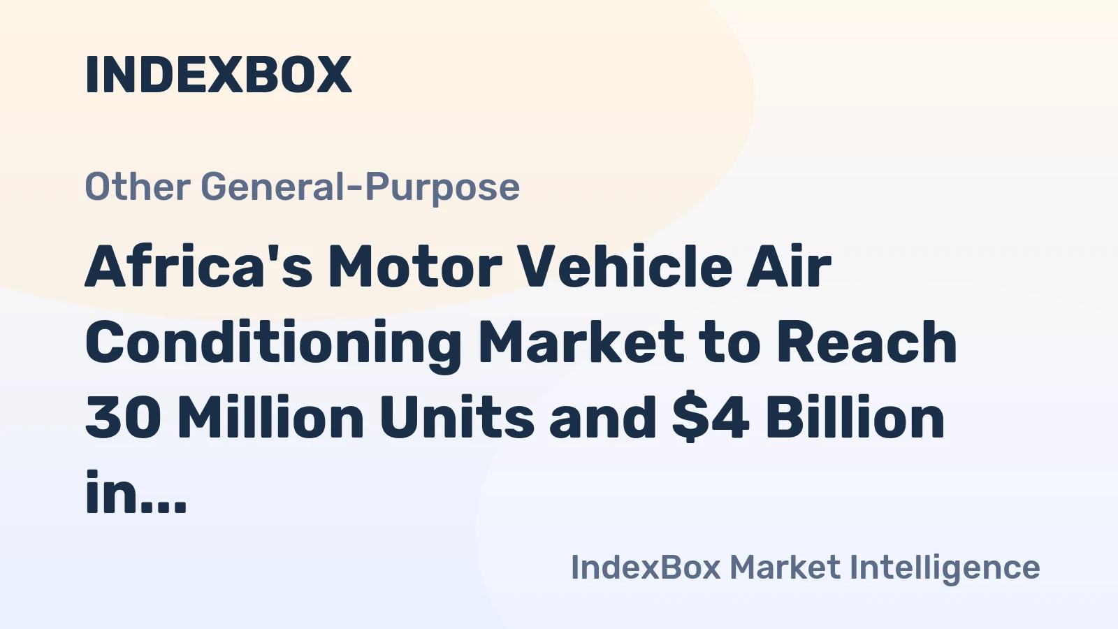 Africa's Motor Vehicle Air Conditioning Market to Reach 30 Million Units and $4 Billion in Value
