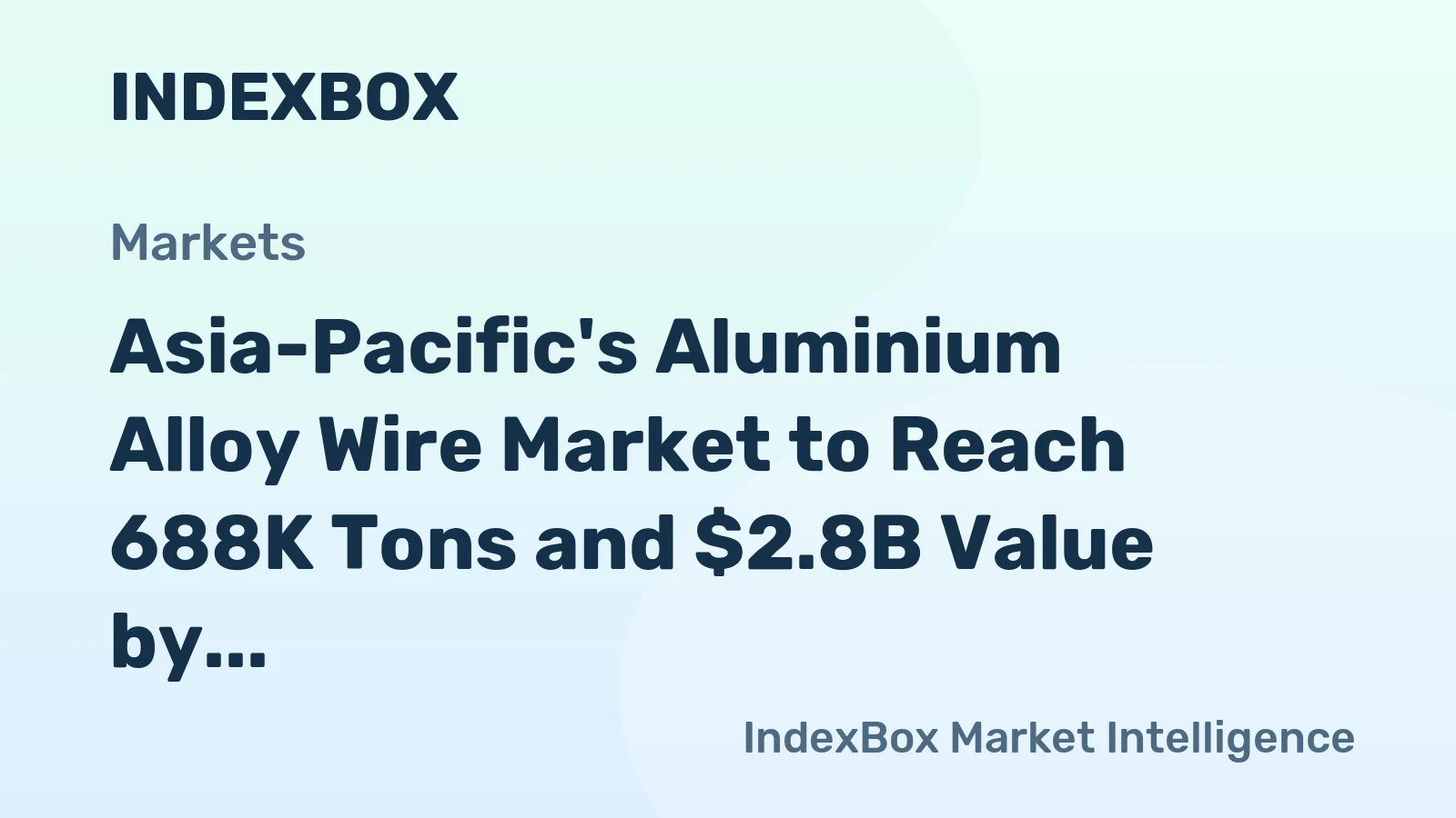 Asia-Pacific's Aluminium Alloy Wire Market to Reach 688K Tons and $2.8B Value by 2035