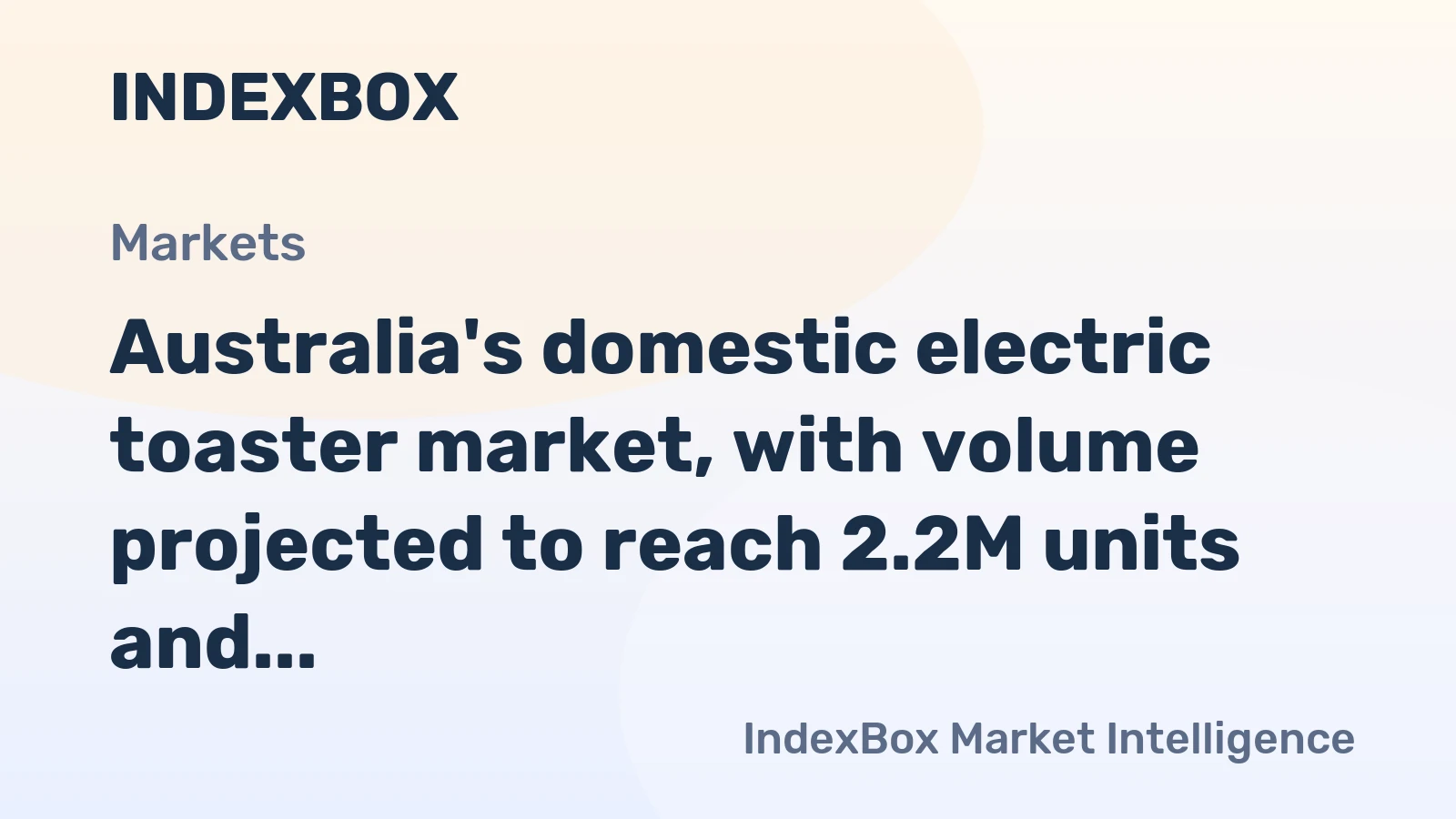 Australia's domestic electric toaster market, with volume projected to reach 2.2M units and value to hit $37M by 2035, continues its steady growth.