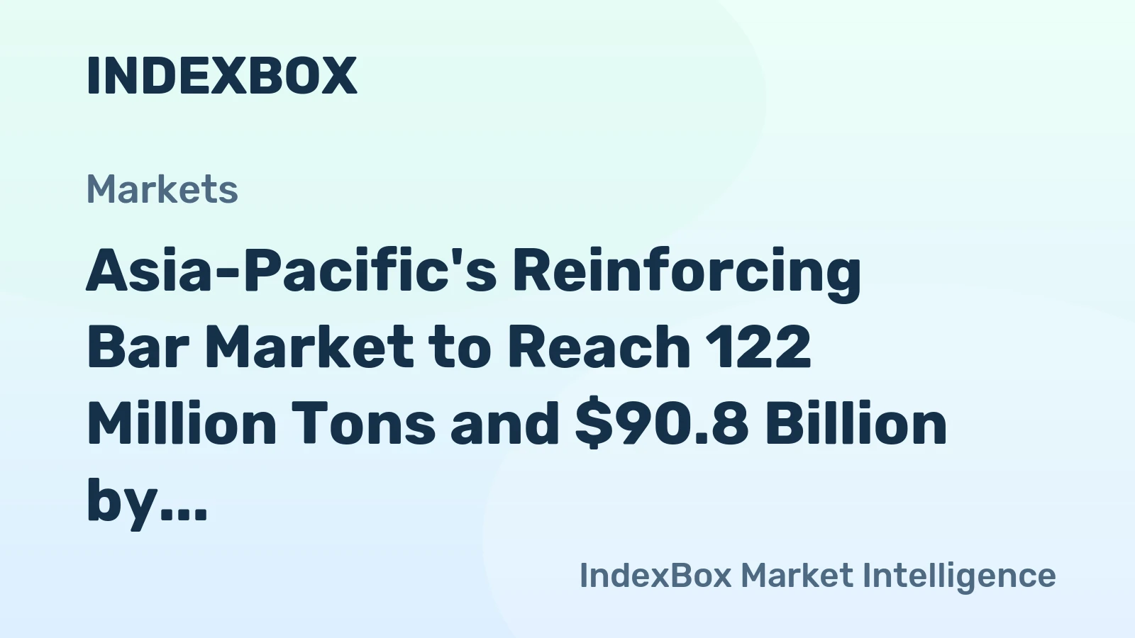 Asia-Pacific's Reinforcing Bar Market to Reach 122 Million Tons and $90.8 Billion by 2035