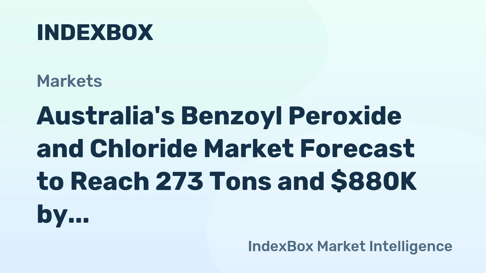 Australia's Benzoyl Peroxide and Chloride Market Forecast to Reach 273 Tons and $880K by 2035
