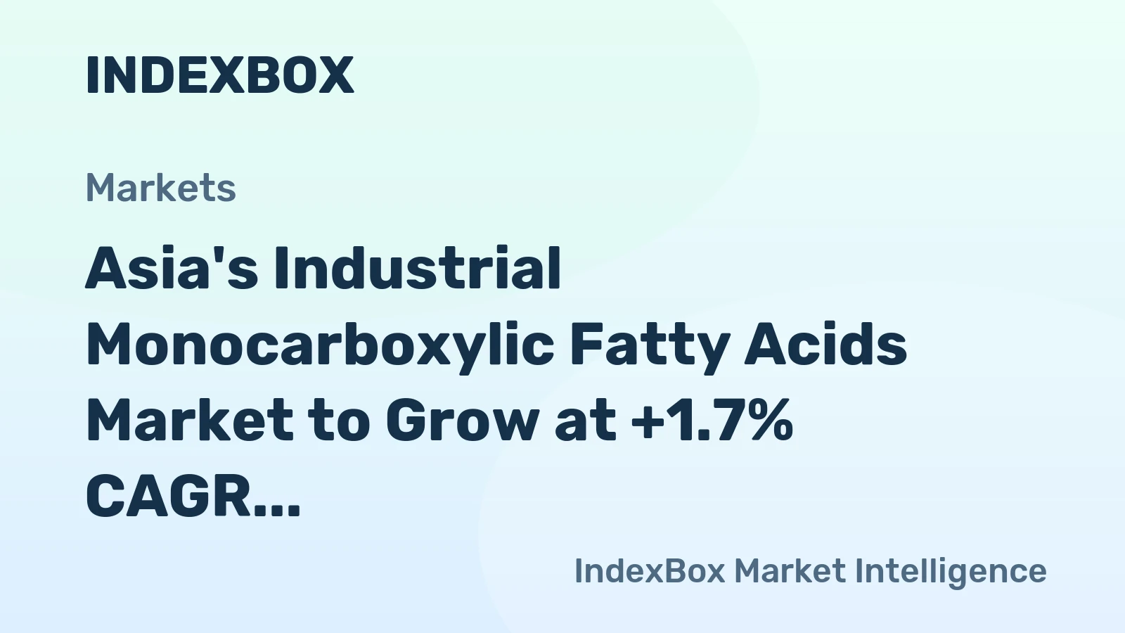 Asia's Industrial Monocarboxylic Fatty Acids Market to Grow at +1.7% CAGR, Reaching 21M Tons by 2035