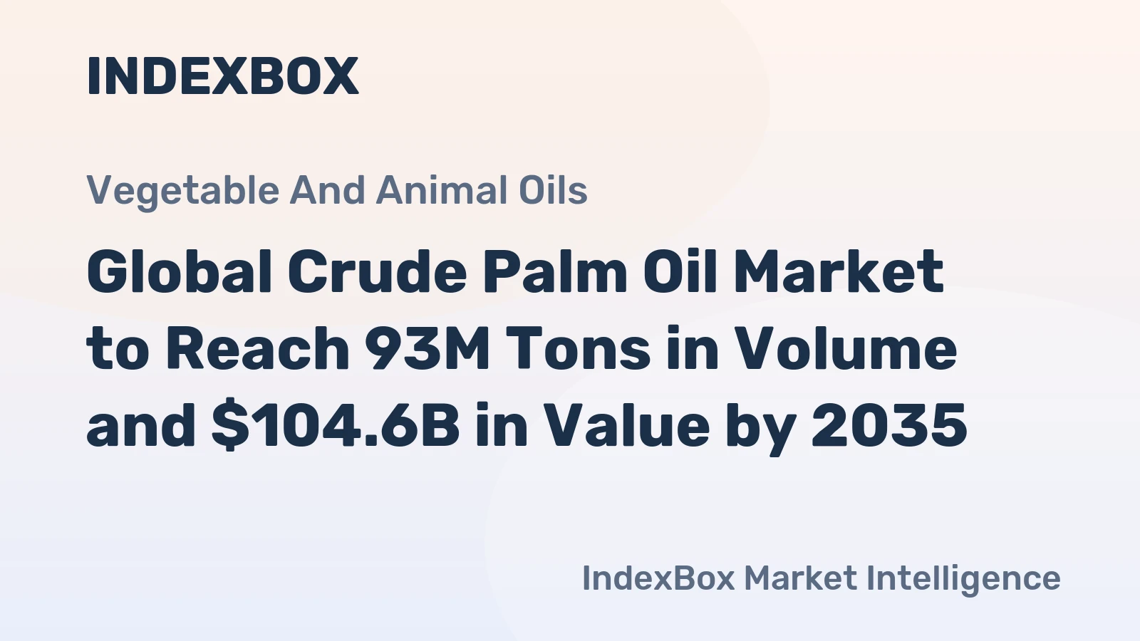 Global Crude Palm Oil Market to Reach 93M Tons in Volume and $104.6B in Value by 2035