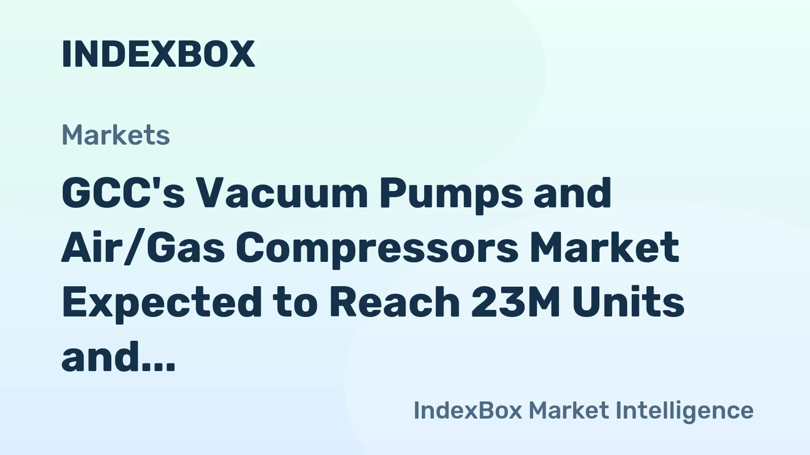 GCC's Vacuum Pumps and Air/Gas Compressors Market Expected to Reach 23M Units and $1.9B by 2035