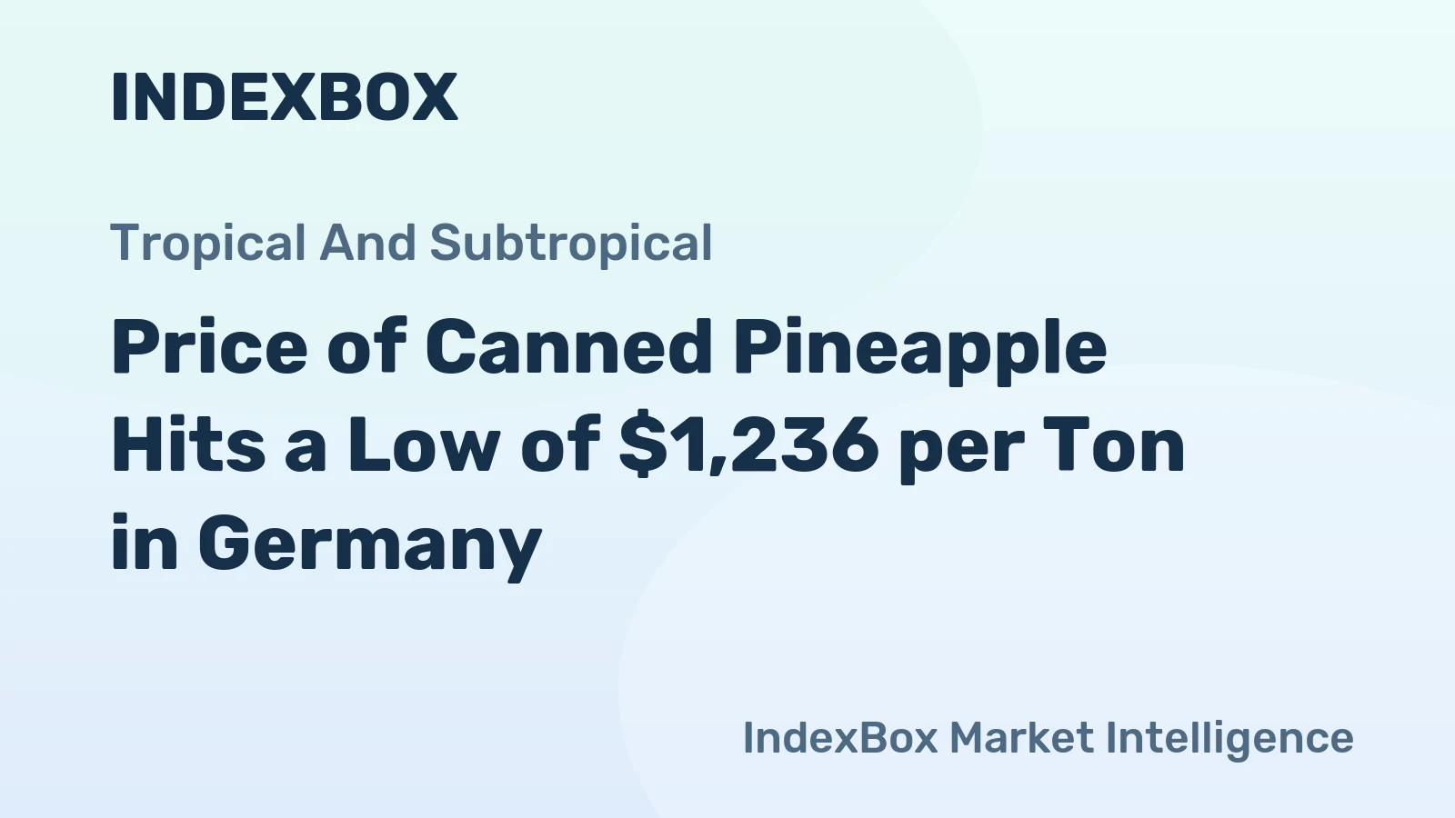 Price of Canned Pineapple Hits a Low of $1,236 per Ton in Germany