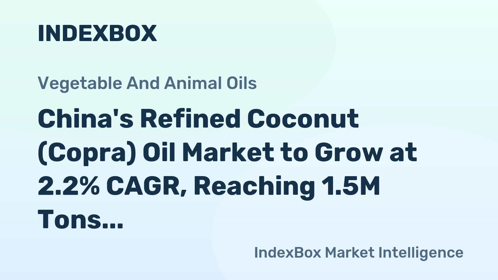 China's Refined Coconut (Copra) Oil Market to Grow at 2.2% CAGR, Reaching 1.5M Tons by 2035