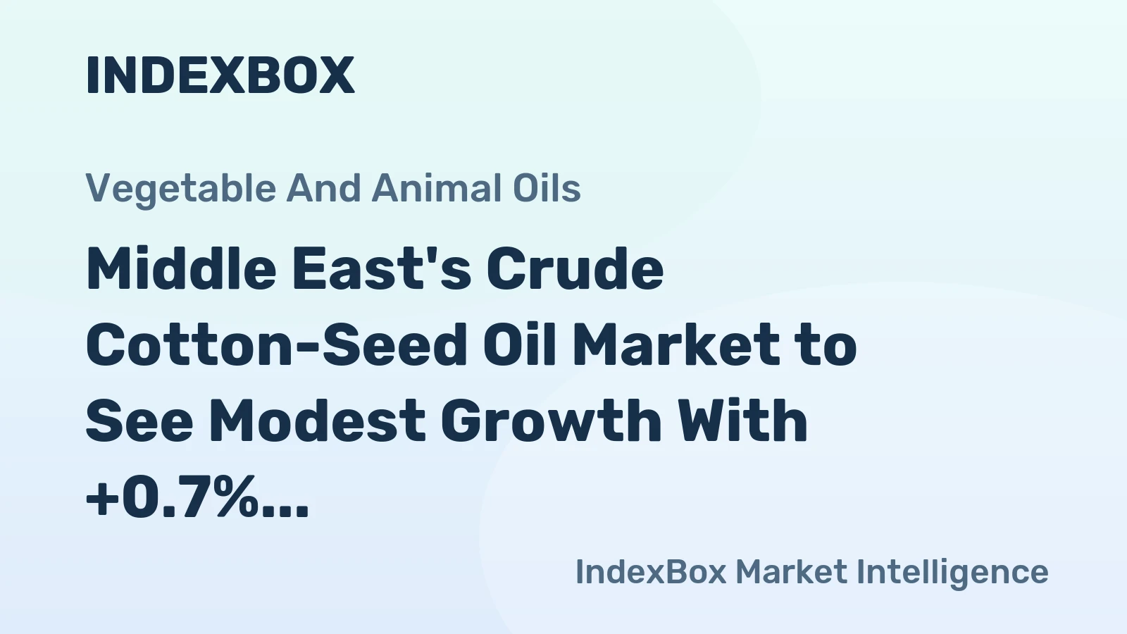 Middle East's Crude Cotton-Seed Oil Market to See Modest Growth With +0.7% CAGR in Value