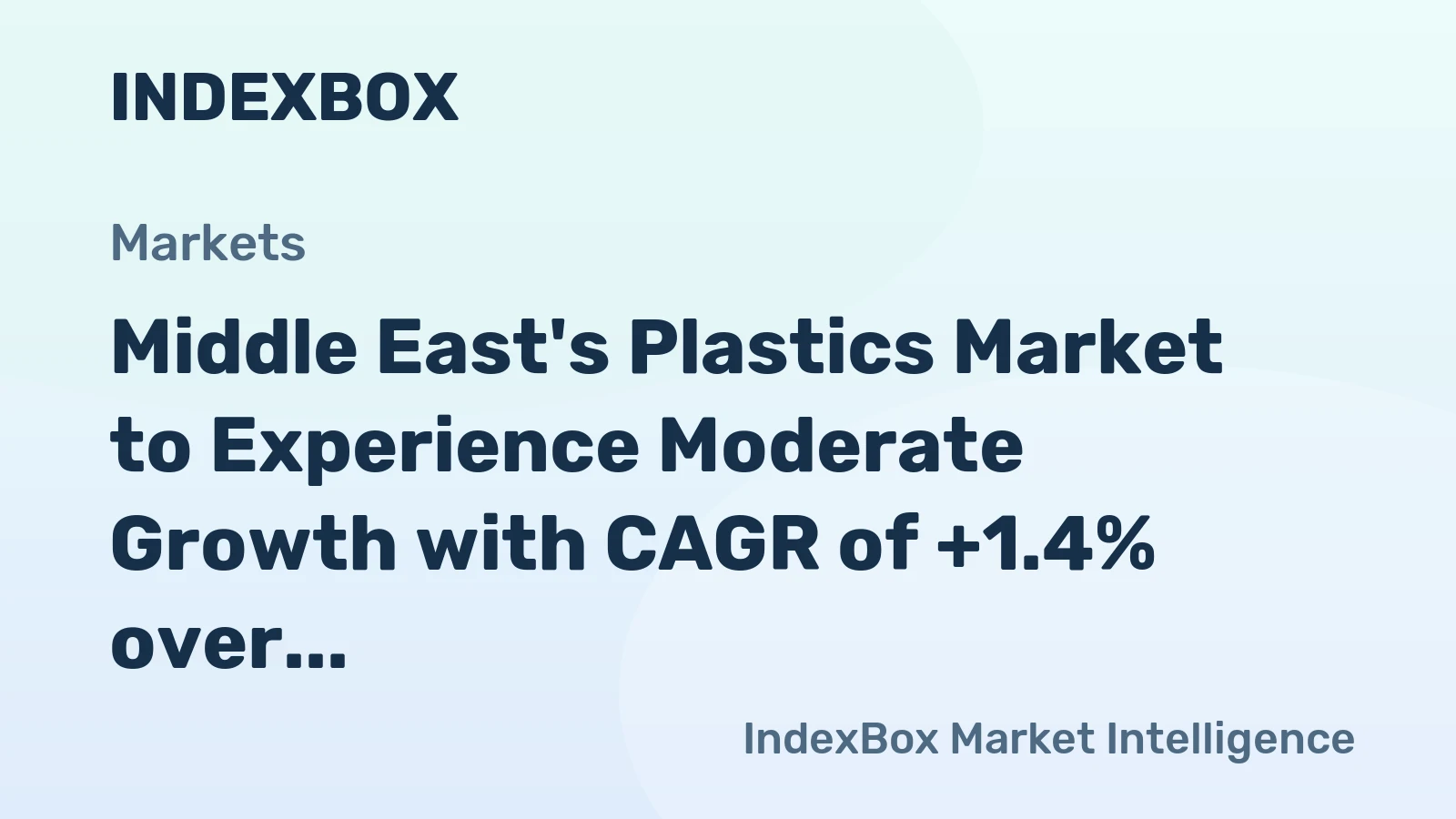 Middle East's Plastics Market to Experience Moderate Growth with CAGR of +1.4% over the Next Decade
