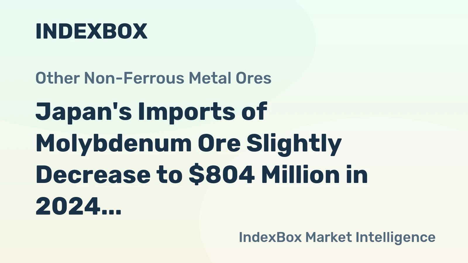 Japan's Imports of Molybdenum Ore Slightly Decrease to $804 Million in 2024