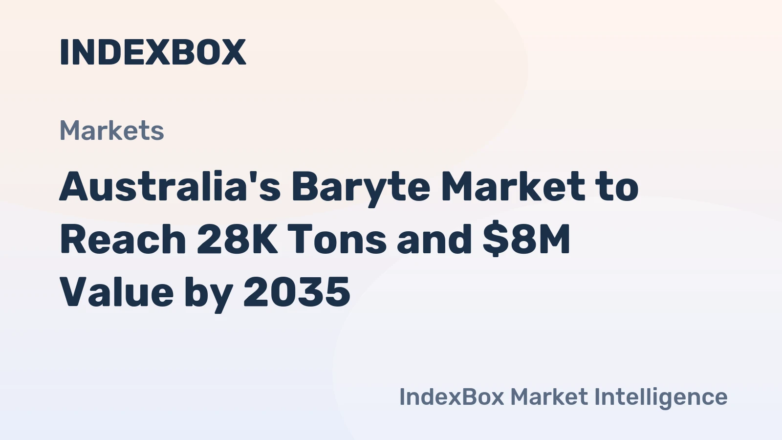Australia's Baryte Market to Reach 28K Tons and $8M Value by 2035