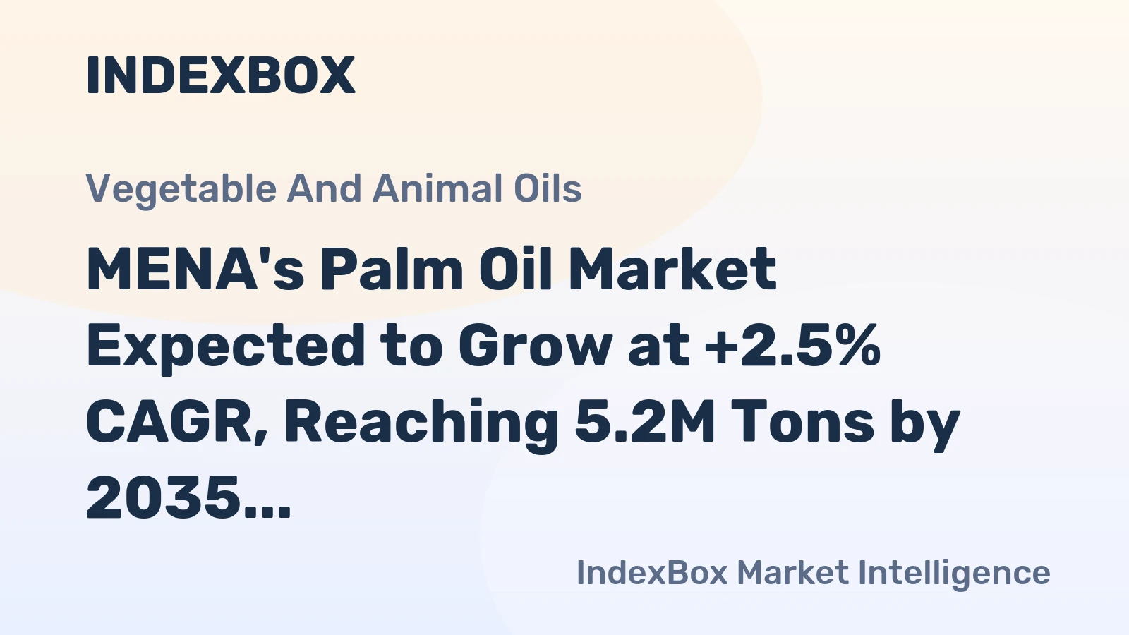 MENA's Palm Oil Market Expected to Grow at +2.5% CAGR, Reaching 5.2M Tons by 2035