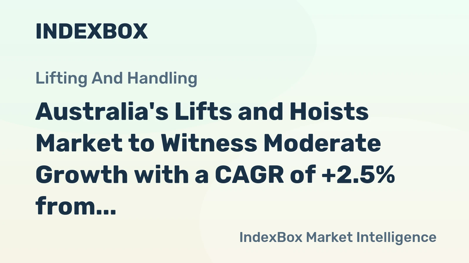 Australia's Lifts and Hoists Market to Witness Moderate Growth with a CAGR of +2.5% from 2024 to 2035
