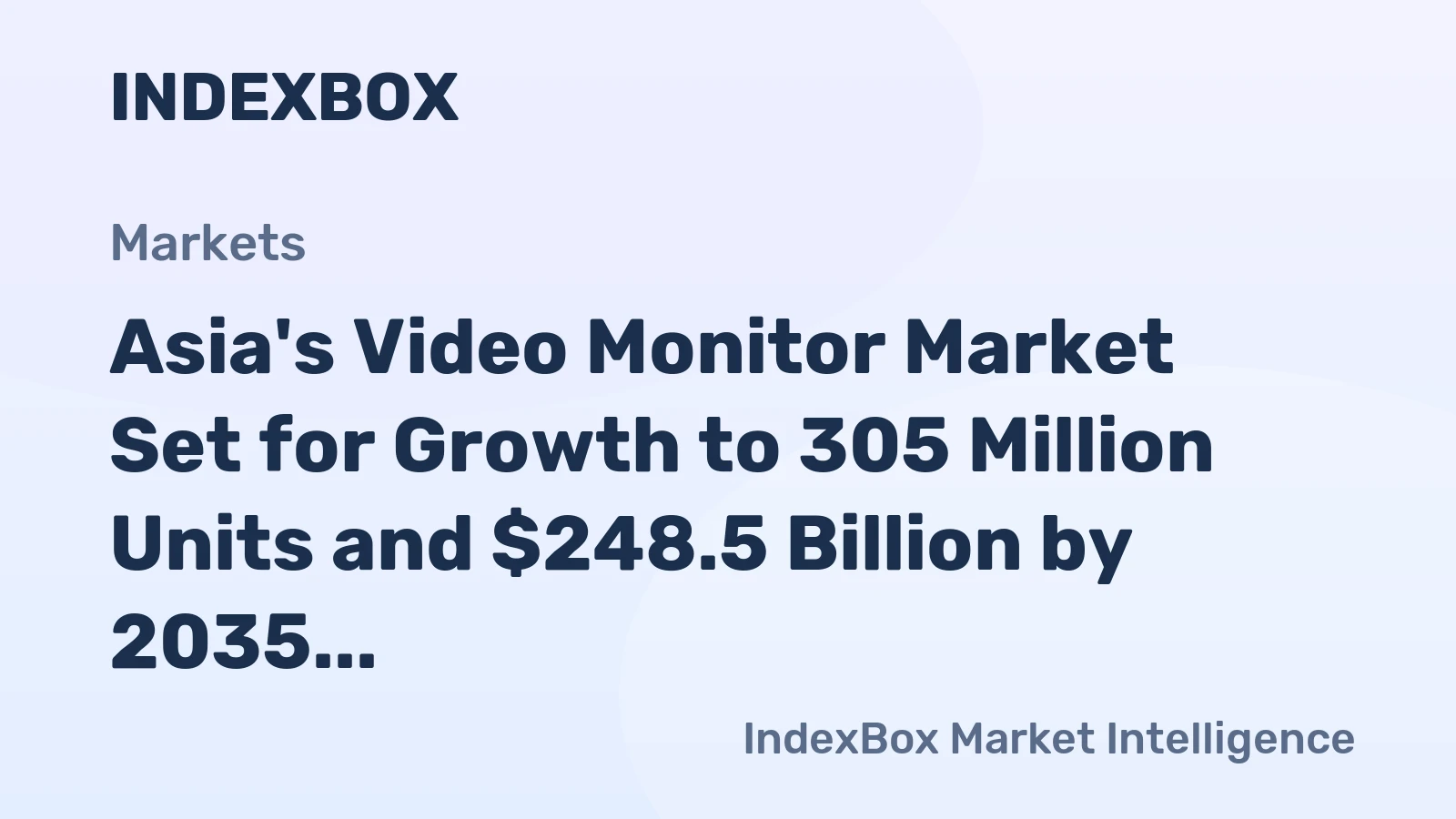 Asia's Video Monitor Market Set for Growth to 305 Million Units and $248.5 Billion by 2035