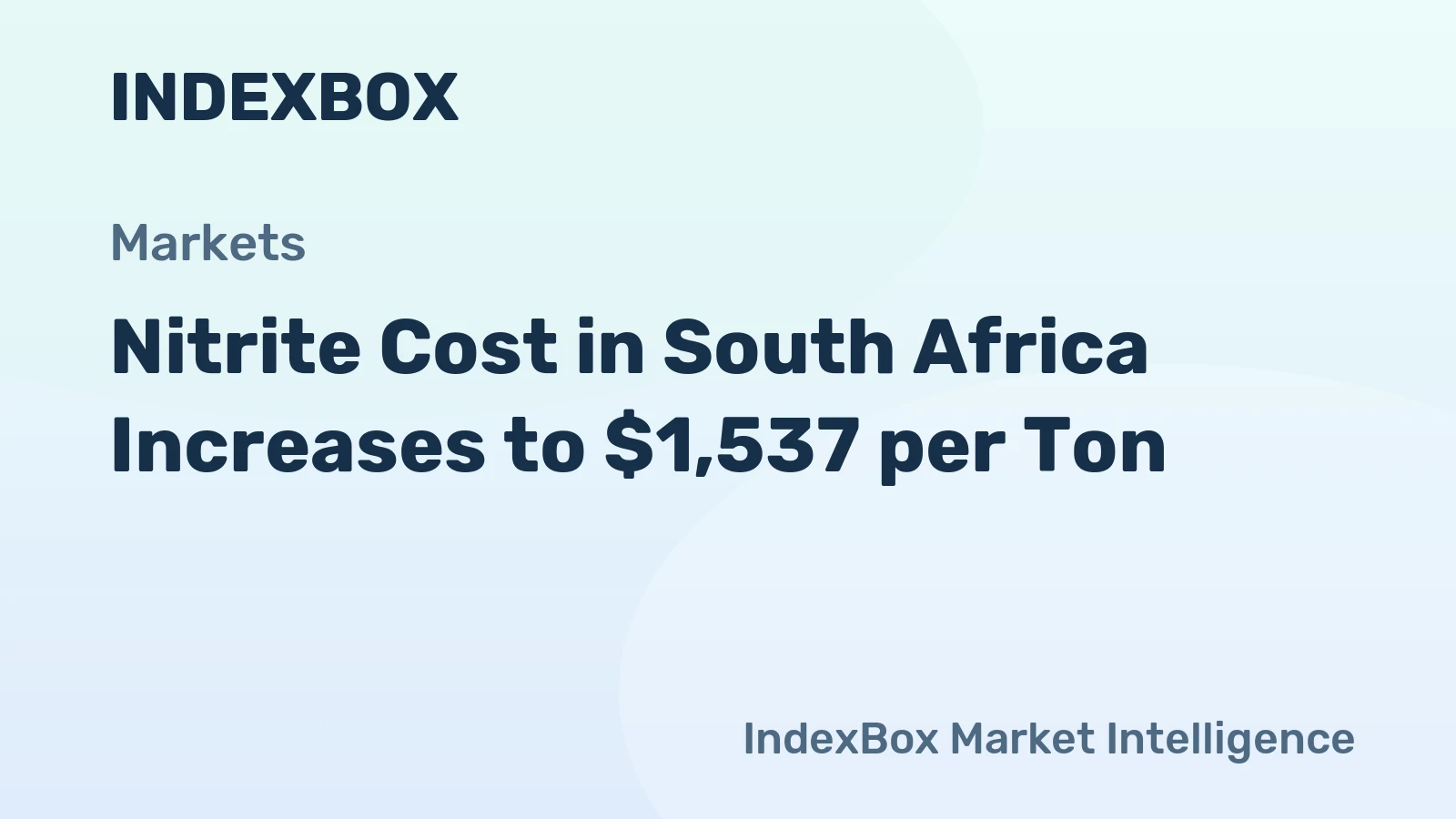 Nitrite Cost in South Africa Increases to $1,537 per Ton