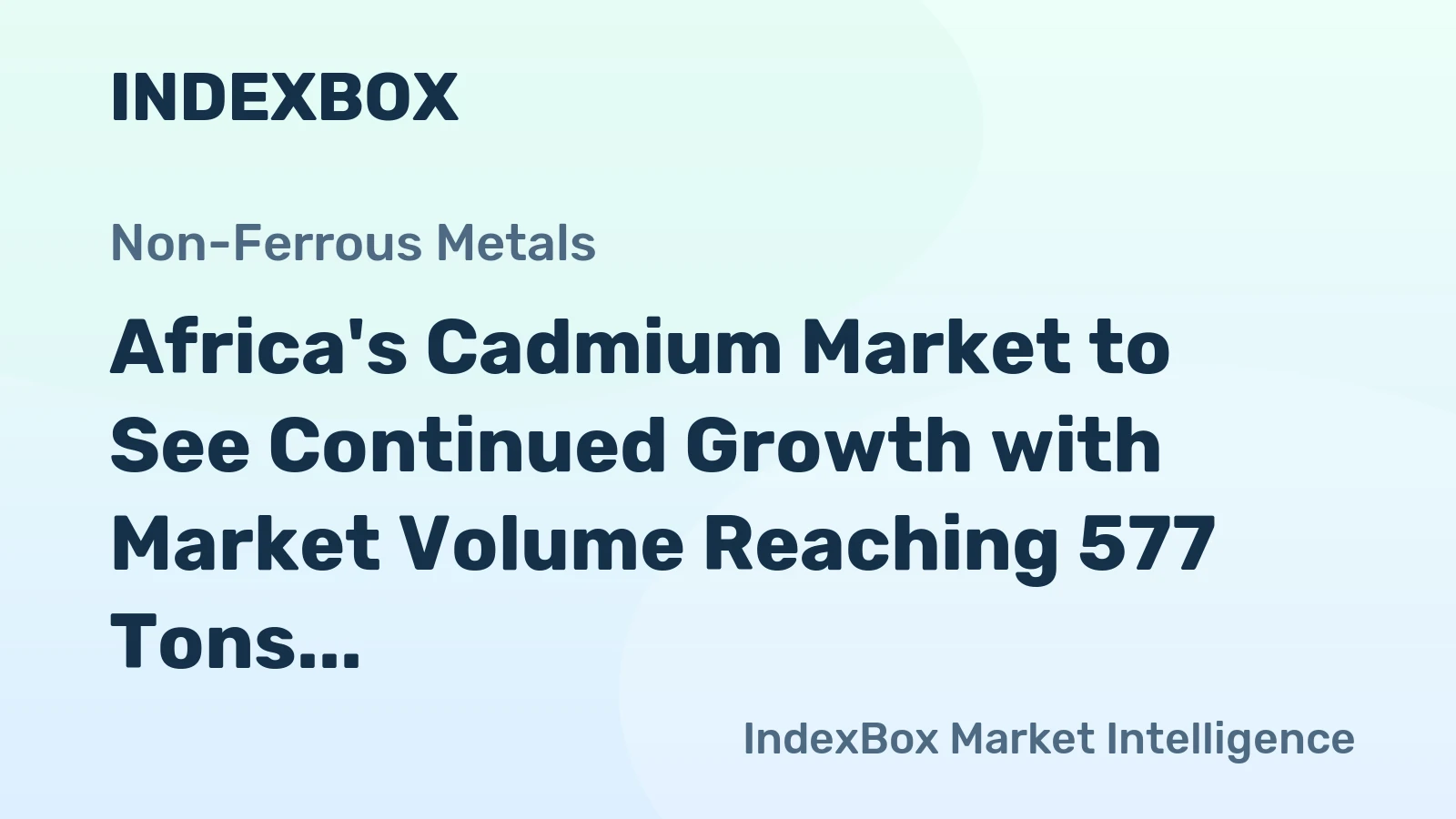 Africa's Cadmium Market to See Continued Growth with Market Volume Reaching 577 Tons and Market Value of $1.9M by 2035