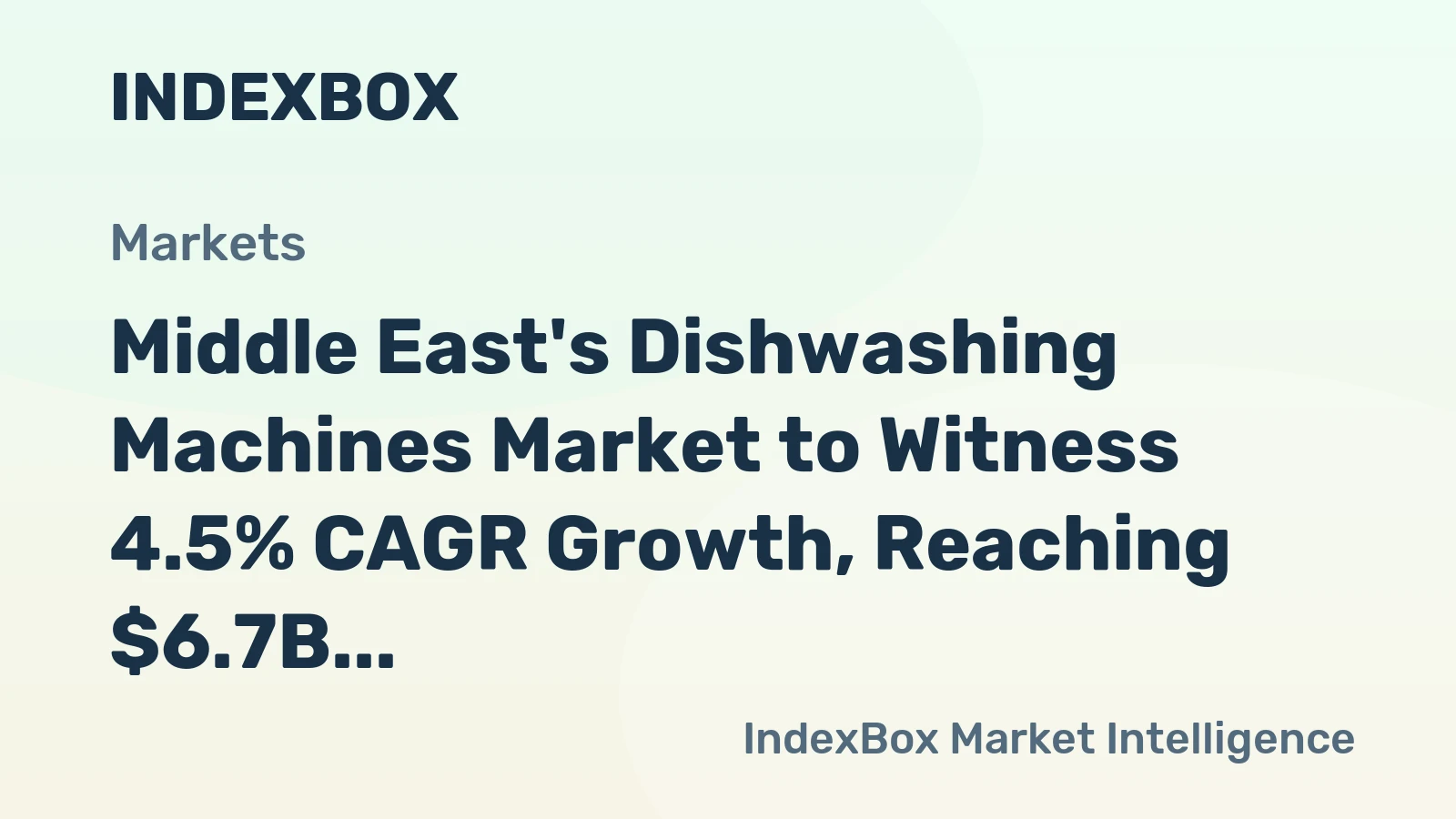 Middle East's Dishwashing Machines Market to Witness 4.5% CAGR Growth, Reaching $6.7B by 2035
