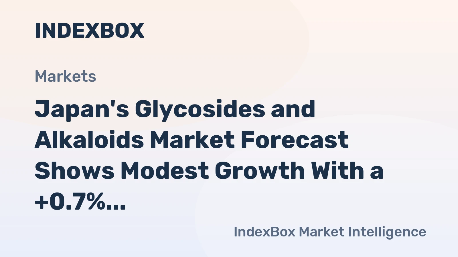 Japan's Glycosides and Alkaloids Market Forecast Shows Modest Growth With a +0.7% CAGR in Value