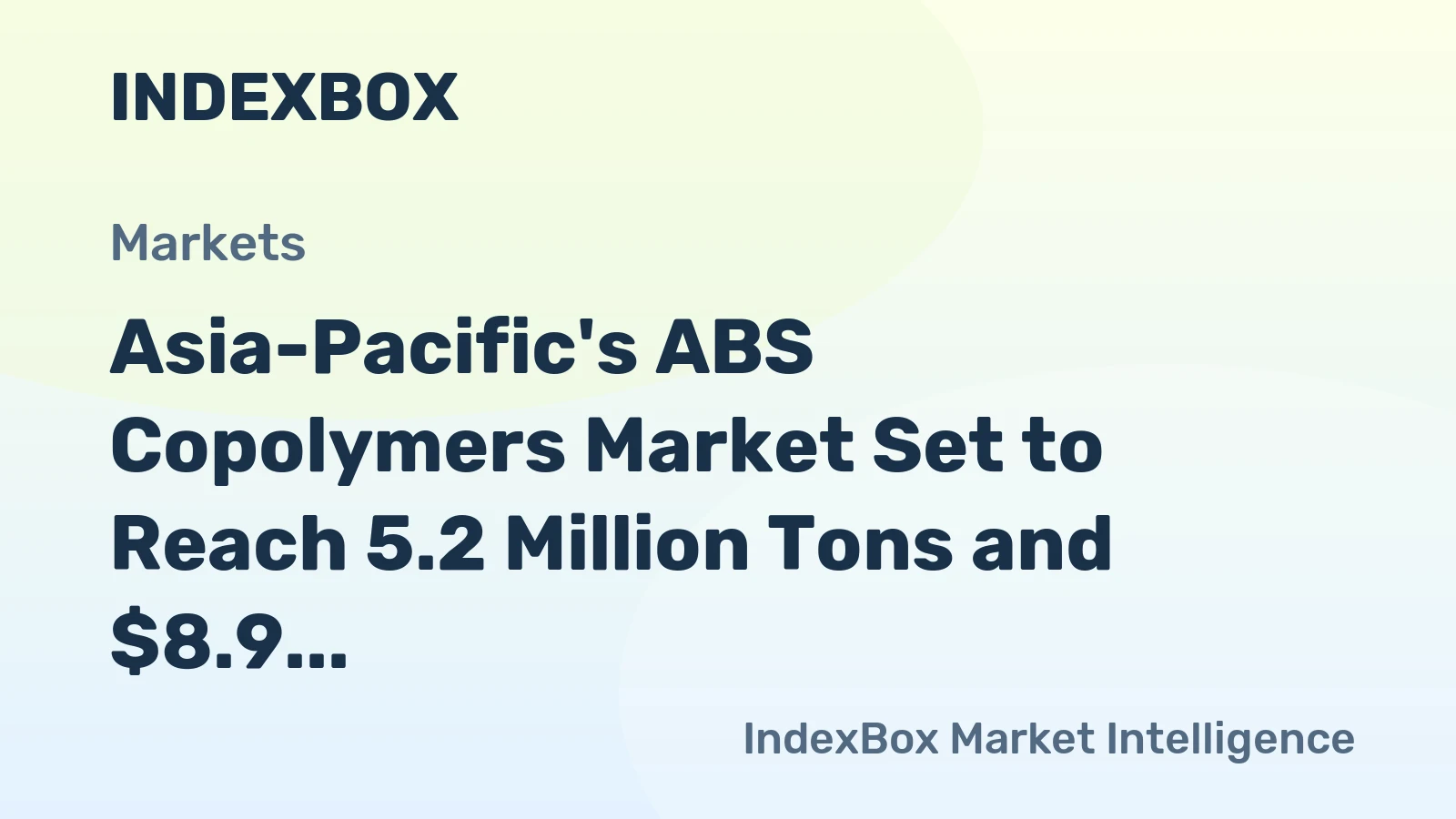 Asia-Pacific's ABS Copolymers Market Set to Reach 5.2 Million Tons and $8.9 Billion by 2035