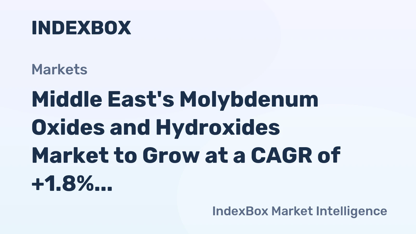 Middle East's Molybdenum Oxides and Hydroxides Market to Grow at a CAGR of +1.8% Through 2035