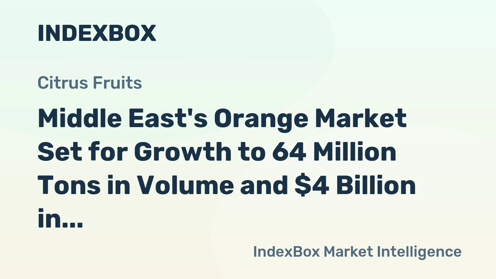 Middle East's Orange Market Set for Growth to 64 Million Tons in Volume and $4 Billion in Value