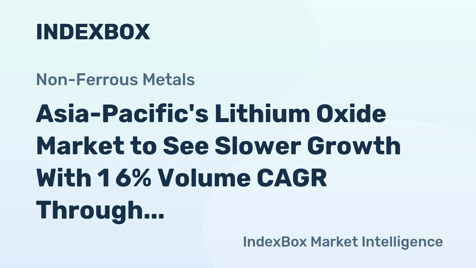 Asia-Pacific's Lithium Oxide Market to See Slower Growth With 1 6% Volume CAGR Through 2035