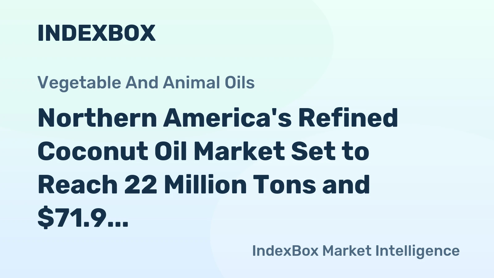 Northern America's Refined Coconut Oil Market Set to Reach 22 Million Tons and $71.9 Billion in Value