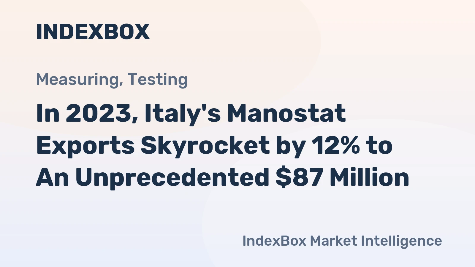 In 2023, Italy's Manostat Exports Skyrocket by 12% to An Unprecedented $87 Million