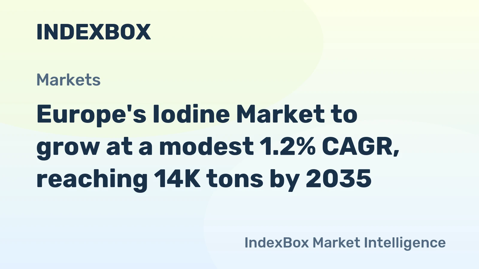 Europe's Iodine Market to grow at a modest 1.2% CAGR, reaching 14K tons by 2035.