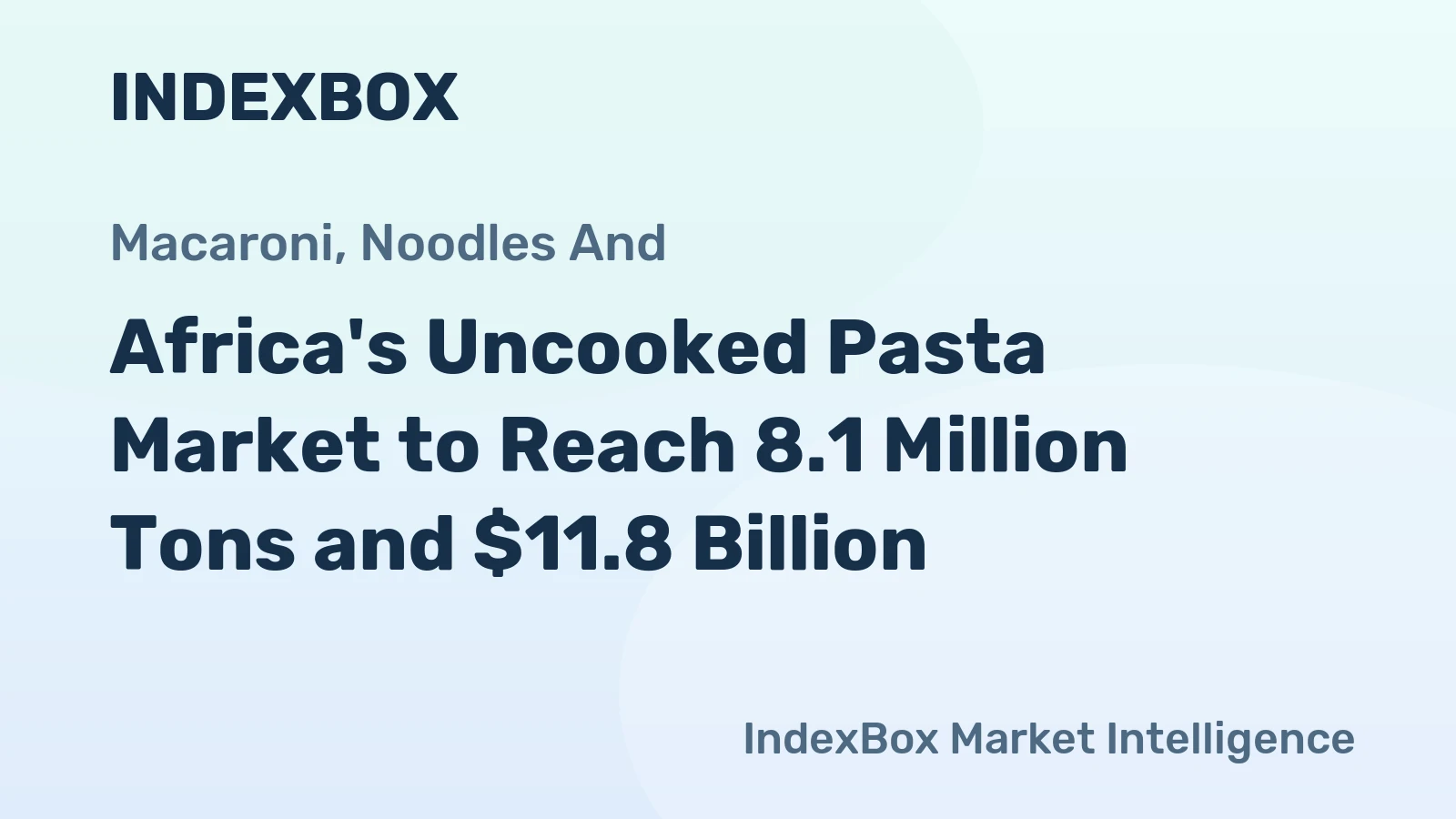 Africa's Uncooked Pasta Market to Reach 8.1 Million Tons and $11.8 Billion