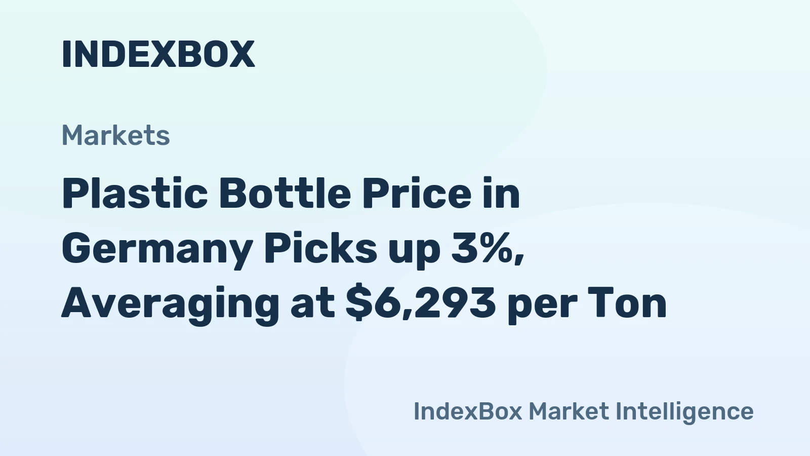 Plastic Bottle Price in Germany Picks up 3%, Averaging at $6,293 per Ton