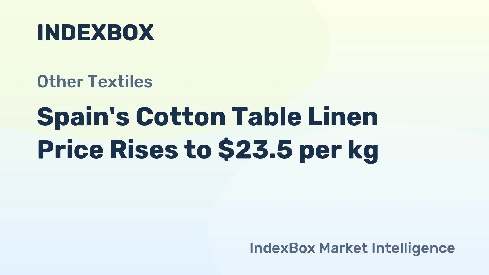 Spain's Cotton Table Linen Price Rises to $23.5 per kg