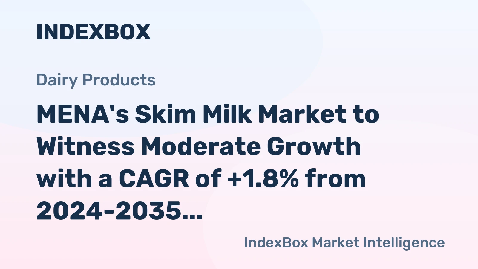 MENA's Skim Milk Market to Witness Moderate Growth with a CAGR of +1.8% from 2024-2035