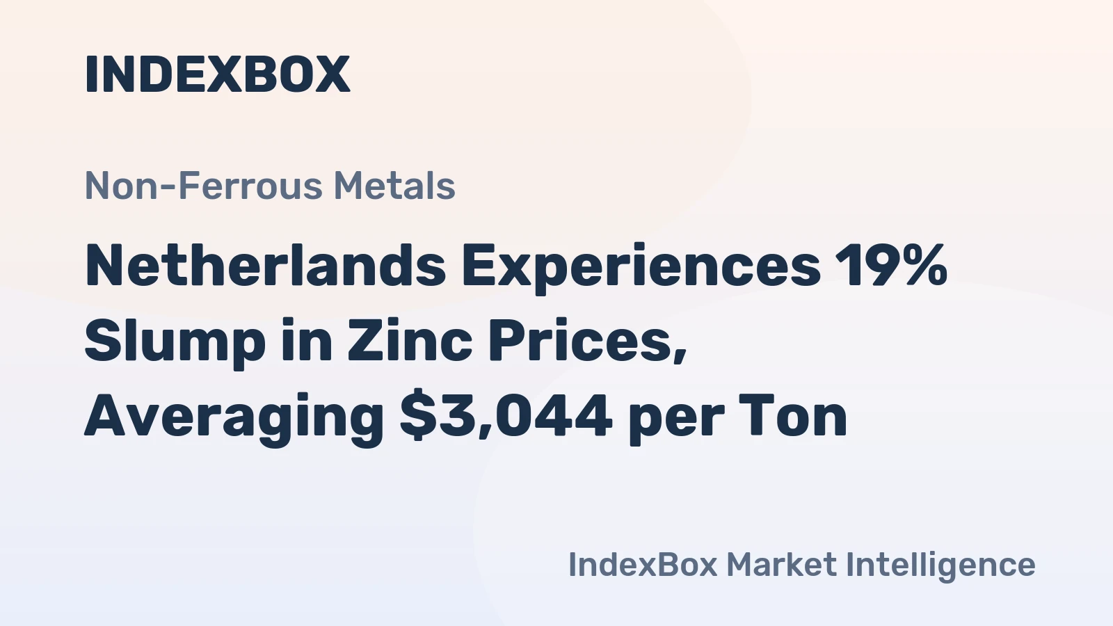 Netherlands Experiences 19% Slump in Zinc Prices, Averaging $3,044 per Ton