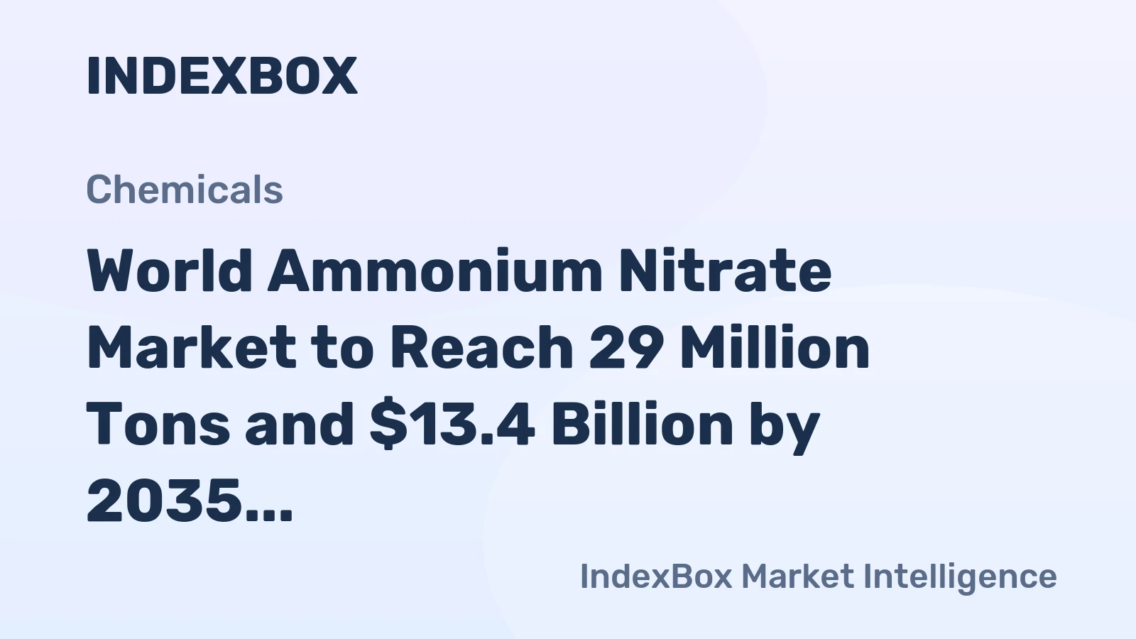 World Ammonium Nitrate Market to Reach 29 Million Tons and $13.4 Billion by 2035