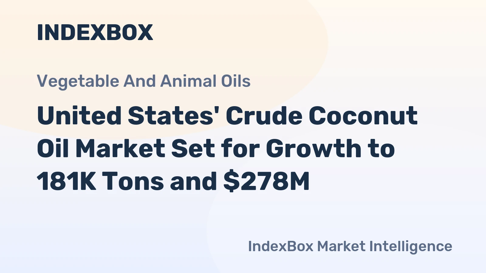 United States' Crude Coconut Oil Market Set for Growth to 181K Tons and $278M