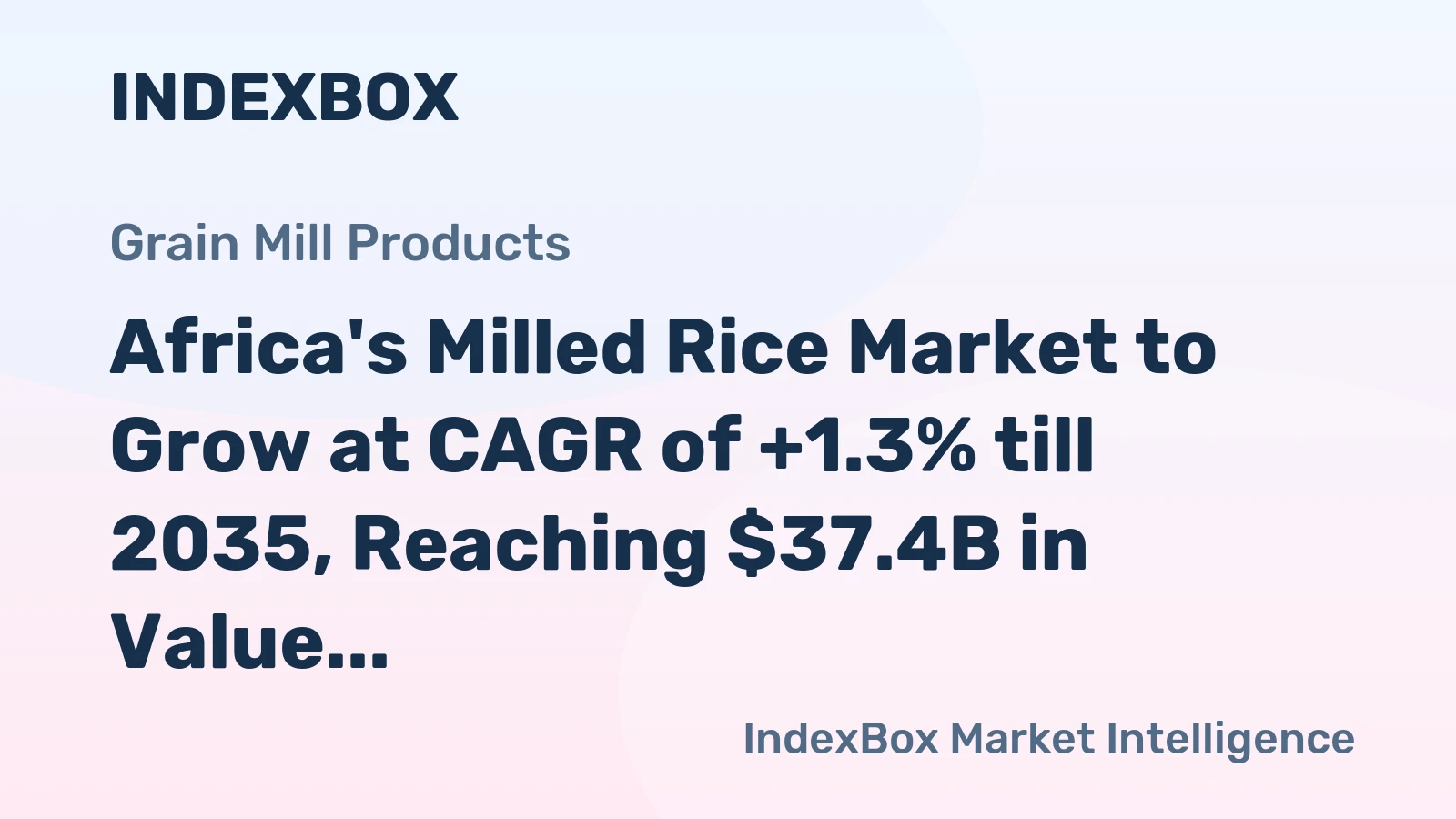 Africa's Milled Rice Market to Grow at CAGR of +1.3% till 2035, Reaching $37.4B in Value
