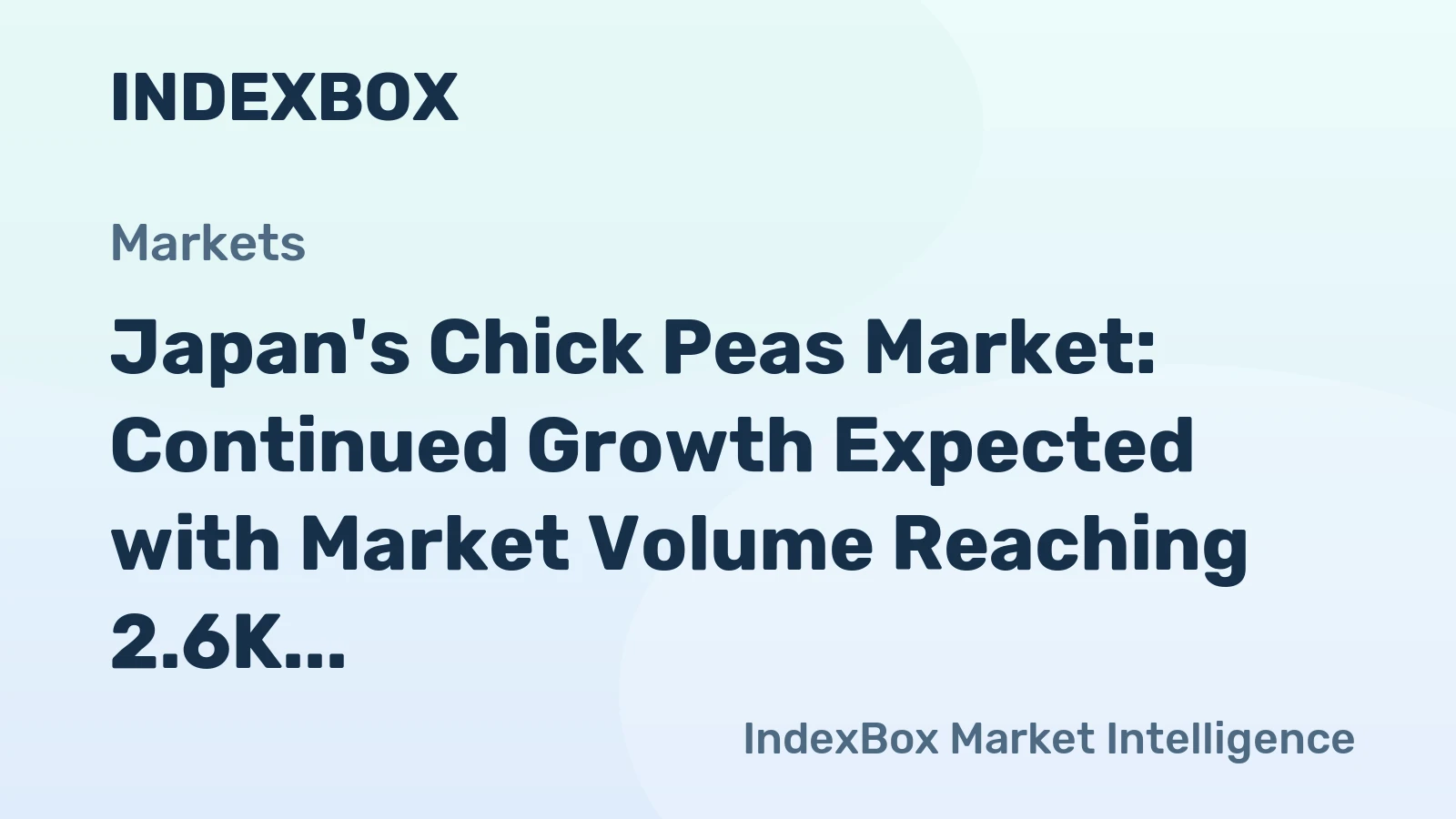 Japan's Chick Peas Market: Continued Growth Expected with Market Volume Reaching 2.6K tons and Value at $4.3M by 2035