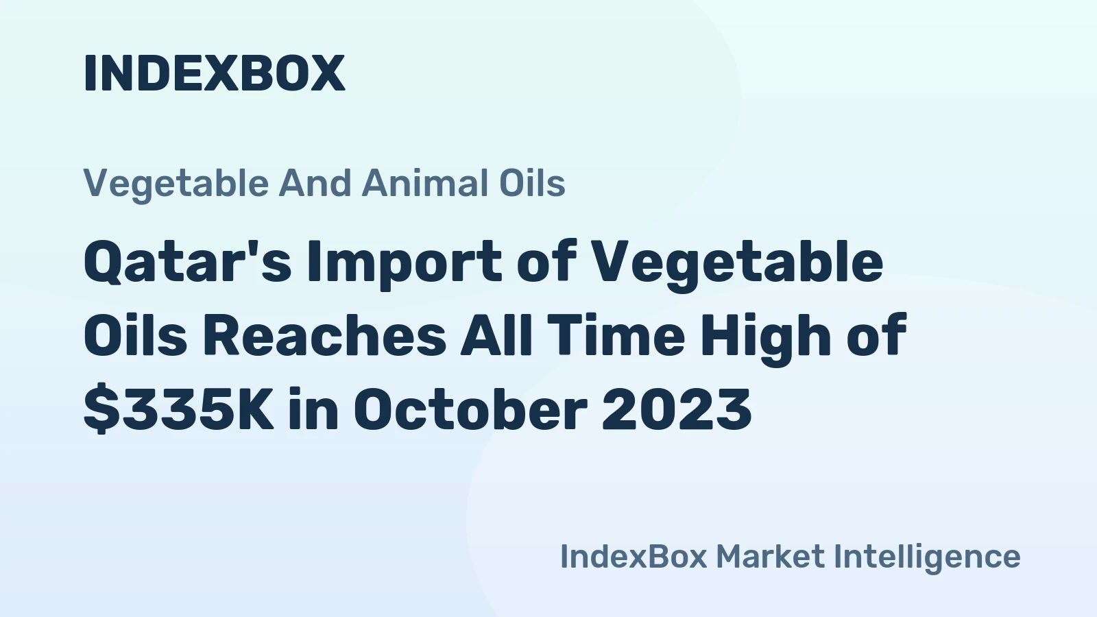 Qatar's Import of Vegetable Oils Reaches All Time High of $335K in October 2023