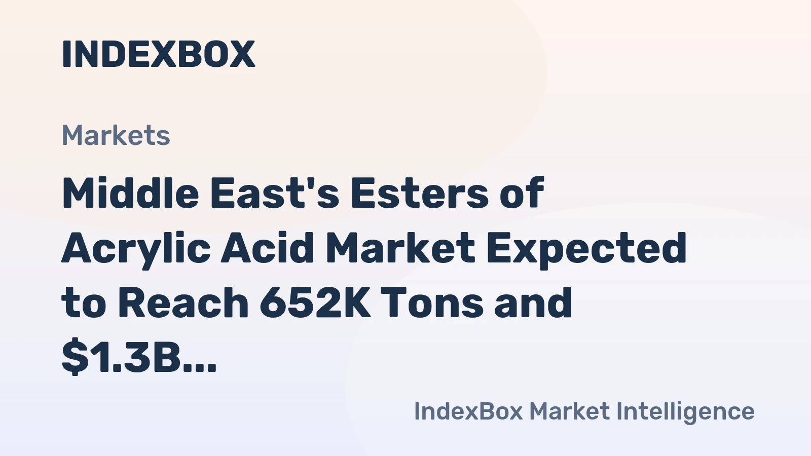 Middle East's Esters of Acrylic Acid Market Expected to Reach 652K Tons and $1.3B by 2035, Driven by Increasing Demand