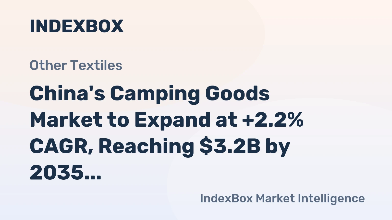 China's Camping Goods Market to Expand at +2.2% CAGR, Reaching $3.2B by 2035