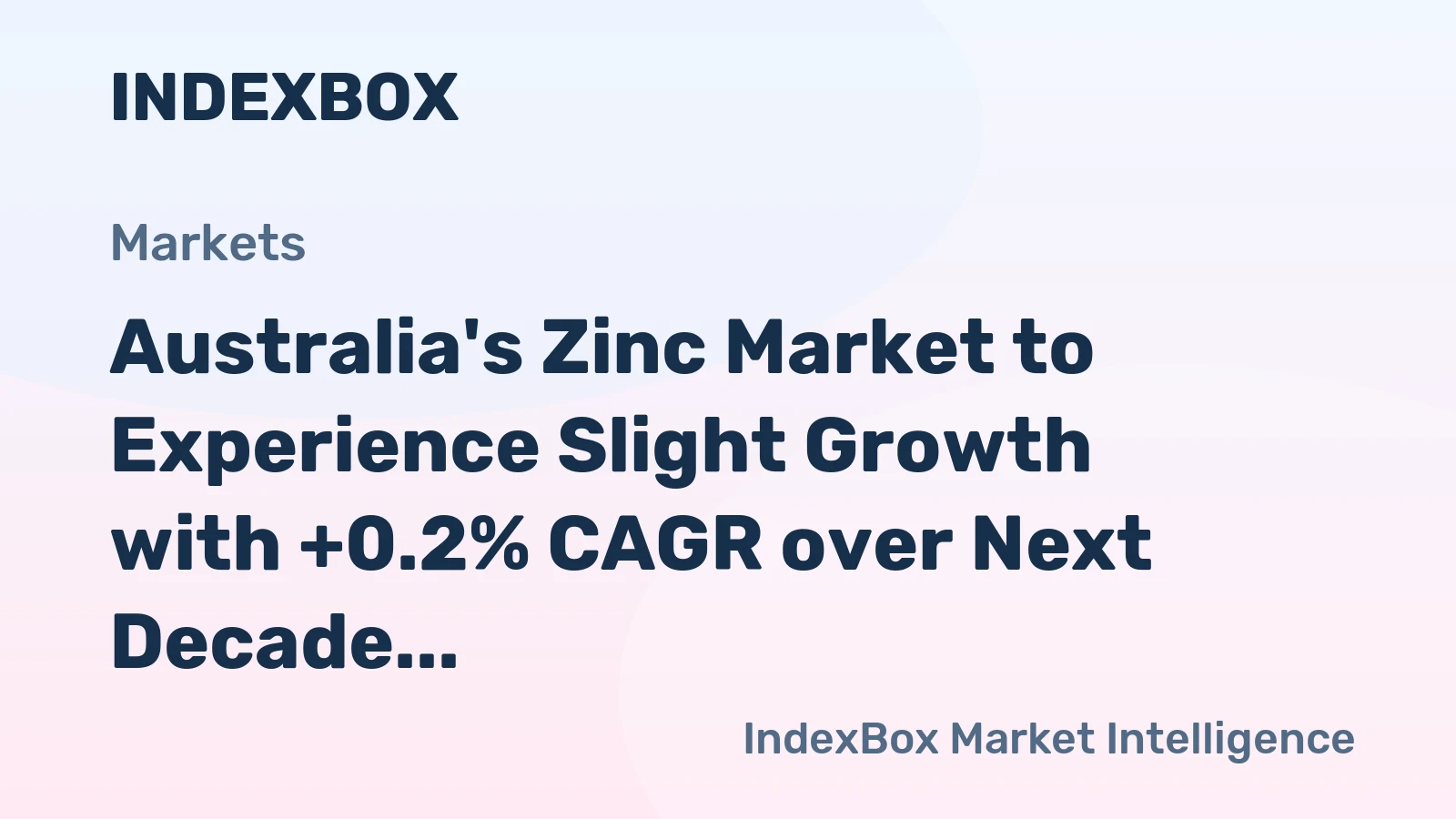 Australia's Zinc Market to Experience Slight Growth with +0.2% CAGR over Next Decade
